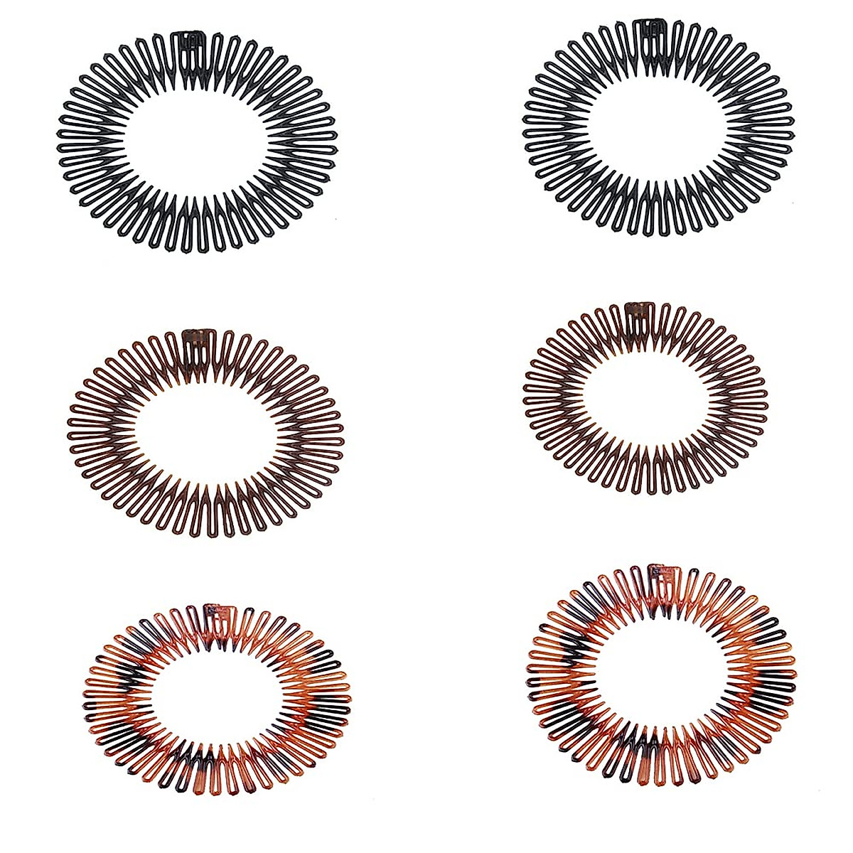 YALLNASL Girls Flexible Plastic Circle Zig Zag Hair Bands for Women's Hair No Slip Spiral Headband Stretch Hair Combs Headband 6 Pieces 3 Colors