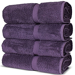 Chakir Turkish Linens 100% Cotton Premium Turkish Towels for Bathroom | 27'' x 54'' (4-Piece Bath Towels - Plum)