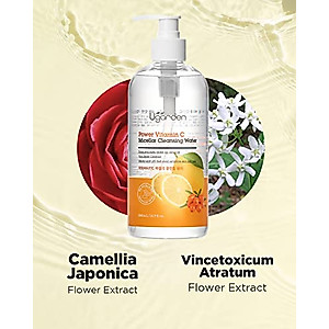 UGARDEN Power Vitamin C Micellar Cleansing Water, pH5.5 Rinse-Free Perfect Facial Makeup Remover, Hydrates & Brighten Skin, Dermatology Tested for Sensitive Skin, 16.9 fl.oz.