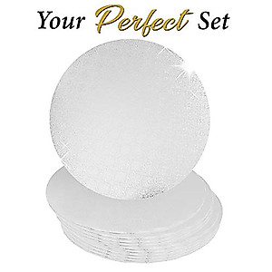 O'CREME White Wraparound Cake Pastry Round Drum Board 1/4 Inch Thick, 10 Inch Diameter - Pack of 10