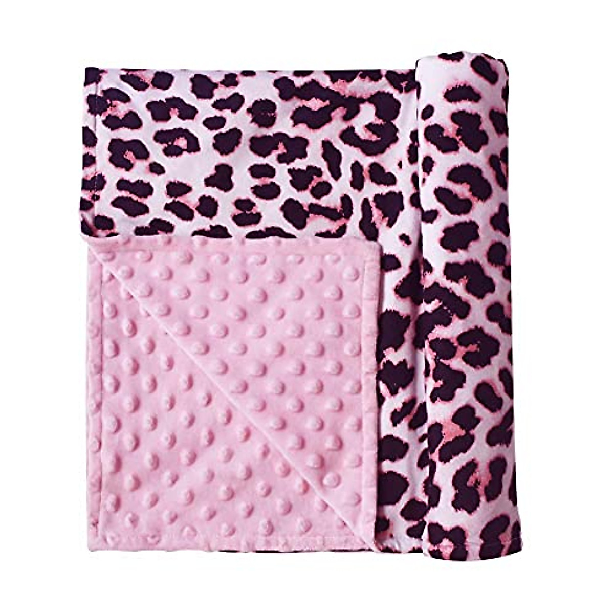 Messy Code Baby Blanket Super Soft Minky Plush Blanket with Double Layer Dotted Backing for Babies,Pink Leopard Printed Reversible Blanket 30x40 Inch