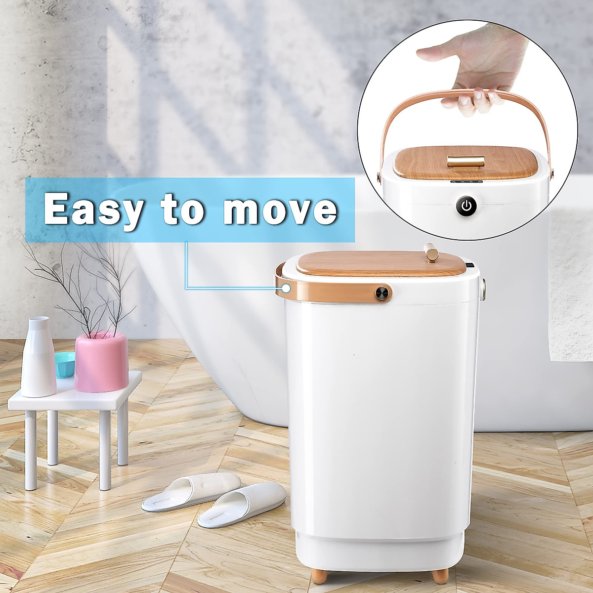 TMWINGS Towel Warmers for Bathroom Bucket，Luxury Large Spa Towel Hot Warmer Bucket Style-Hot Towels in 10 Minutes-Fits Up to Two Oversized Towels - Bathrobe, Towel, Blanket-Yellow