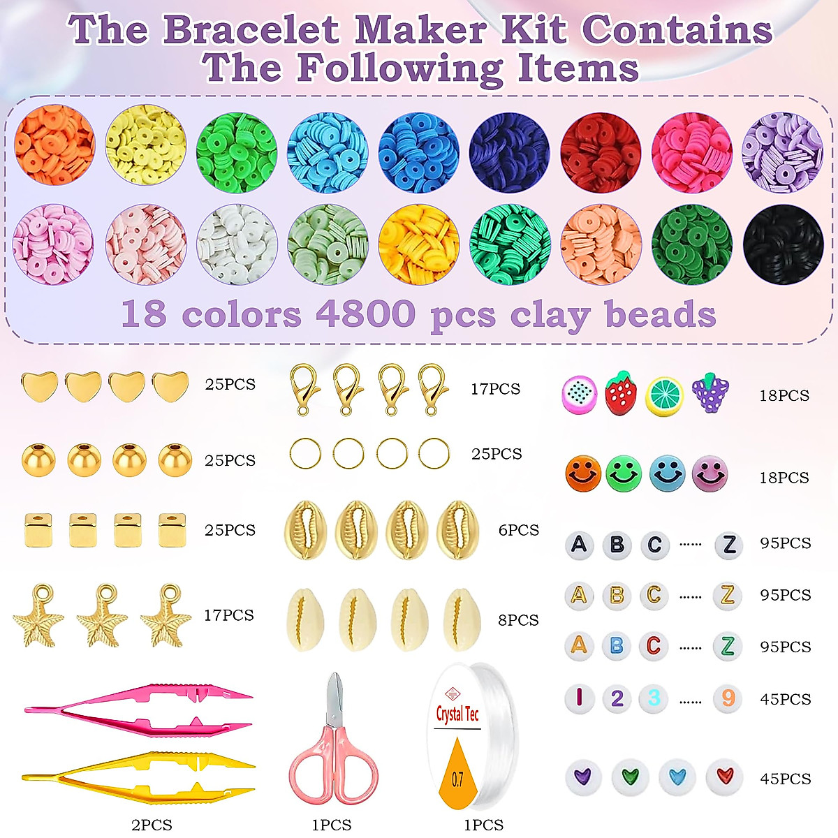 OHOME Stocking Stuffers for Kids Girls - 5300 Clay Beads Bracelet Making Kit,Arts and Crafts for Kids Ages 8-12,Christmas Crafts Games Toys for 3-10 Year Old Birthday Gift,Stuff Supplies