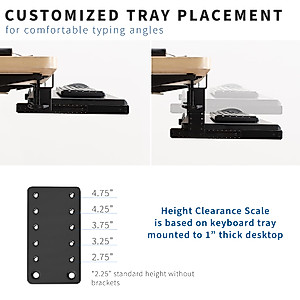 VIVO Steel Height Adjustment Kit Brackets for Computer Keyboard and Mouse Trays, Fits MOUNT-KB05A, MOUNT-KB05D, MOUNT-KB05E, and More, Black, MOUNT-KB5SP