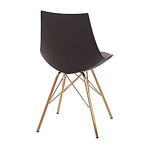 OSP Home Furnishings Oakley Mid-Century Modern Bucket Dining Chair with Faux Leather Padded Seat, Black