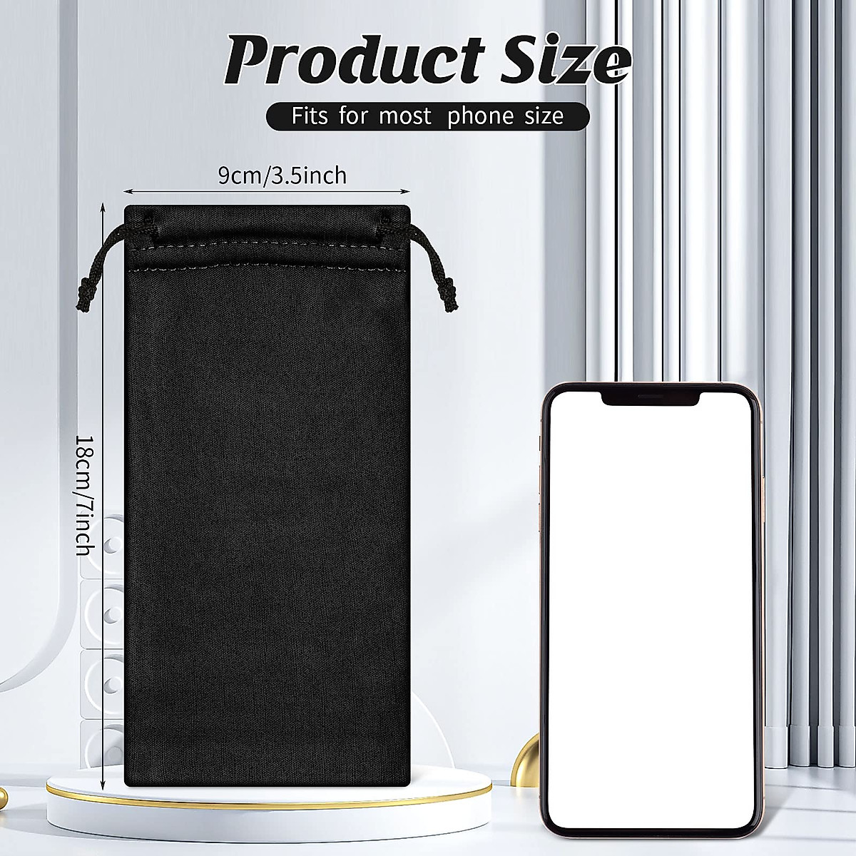 Treela 150 Pack Microfiber Case Pouch Bag Sunglasses Pouch Soft Slim with Drawstring Closure Sunglass Pouch for Men Women(Black)