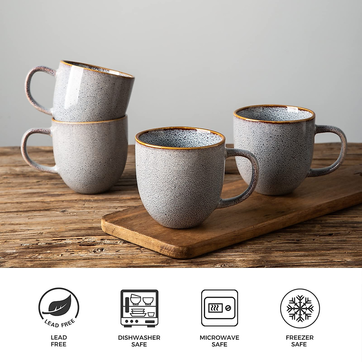 AmorArc 12oz Coffee Mugs, Ceramic Coffee Mugs set of 6 for Man, Woman, Dad, Mom, Modern Coffee Mugs with handle for Latte/Cappuccino/Milk/Cocoa. Dishwasher&Microwave Safe, Blue-Reactive Glaze