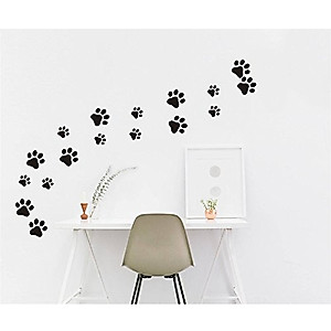 49 Pieces/Set Dog Paws Wall Decals Vinyl Pawprints Sticker Animal Footprint Wall Art Decoration for Kids Boy Girl Baby Nursery Bedroom Living Room Animal Tracks Decor YMX21 (Black)