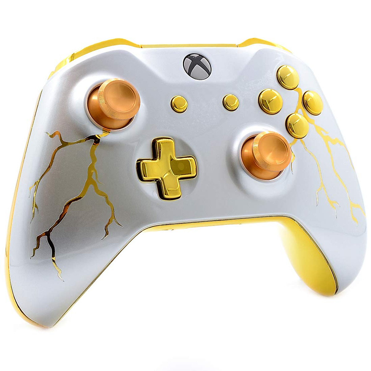"Gold Thunder" UN-MODDED Custom Controller compatible with Xbox One S/X Unique Design (with 3.5 jack)