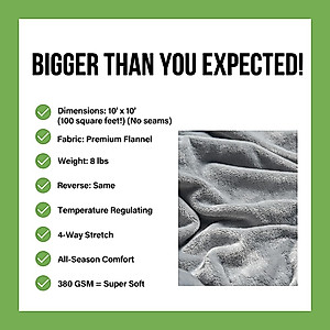 Commollis Oversized King Fleece Blanket 120x120 Inches, A whole Giant Huge seamless blanket for Families, Couples & Friends - Extra Large Big Soft Blanket - California King Warm Blanket 10x10