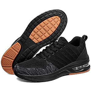 Mishansha Running Shoes for Men Sneakers Air Cushion Walking Shoes Comfortable Tennis Shoes Breathable Trail Running Shoes Smoky black US7.5