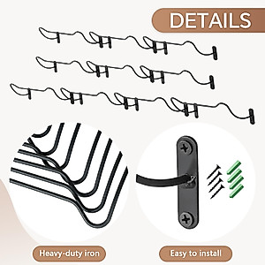 NATGAI Wall Mounted Wine Racks 10 Pack Iron Wine Bottle Display Holder Rack Hanging Wine Organizer Rack with Screws for Beverages/Liquor Bottles Storage