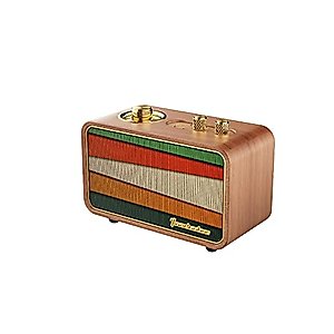 Trenbader Artlink Stereo Wireless Speaker AM/FM Retro Wood Bluetooth Speaker with Built-in Speakers,Elegant & Vintage Design Portable Bluetooth Speaker for Home Office Outdoor…
