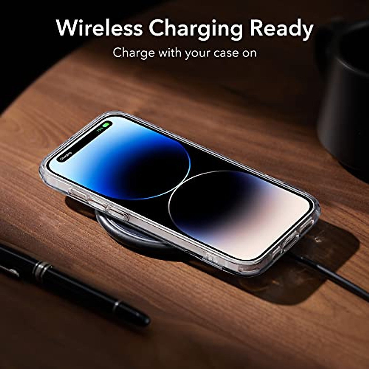 ESR for iPhone 14 Pro Case, 3 Stand Modes, Military-Grade Drop Protection, Supports Wireless Charging, Slim Back Cover with Stand, Phone Case for iPhone 14 Pro, Metal Kickstand Case, Clear
