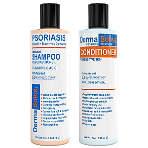 DermaSolve Scalp Psoriasis & Dandruff free Medicated Shampoo with Conditioner, Ultimate Seborrheic Dermatitis Treatment for Itchy, Flakey Scalp, Soothing & Moisturizing Relief