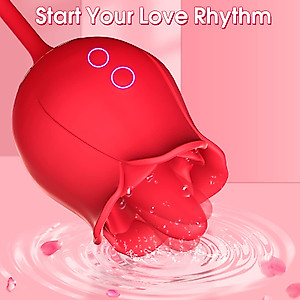 G Spot Vibrator Rose Sex Toys for Women - 3IN1 Thrusting Vibrator 9 Licking Tongue Rose Vibrators, Clitoral Stimulator Dildo Sex Sexual Stimulation Device Adult Sex Toys & Games for Women Couples