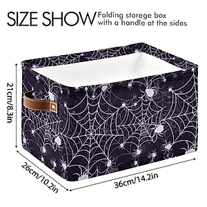 Halloween Spider Web Storage Basket Bins Foldable Decorative Storage Box Laundry Hamper Baskte Storage for Pet Books Clothes Makeup Nursery Closet Office,2 pcs