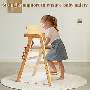 Leesinwing Solid Wood high Chairs for Toddlers,High Chair Grows with Kid for Dining, Study Chair for Children
