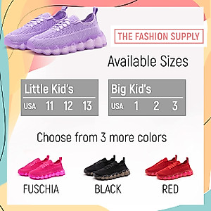 The Fashion Supply Kids' Shoes, Cynthiabubble Sneakers, Lightweight & Breathable, White, Big Kid 2, Athletic Shoes