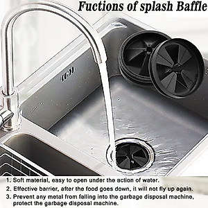 Garbage Disposal Splash Guards, 2-Pack Upgraded for InSinkErator Evolution Series QCB-AM Sink Baffle Drain Cover, Removable Quiet Collar Drain Plugs, Garbage Disposer Accessories 3 3/8" (Black 2 pcs)