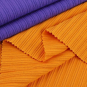 Fabric by The Yard for Sewing DIY,Solid Color Ribbed Stretch Knitted Fabric, Fashion Clothing Knitted Fabric(1 Yard (L) x 55" (W))