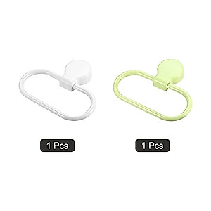 HARFINGTON Wall Mounted Oval Towel Ring ABS Hanging Holder Self-Adhesive for Bathroom Kitchen Accessories, White & Green