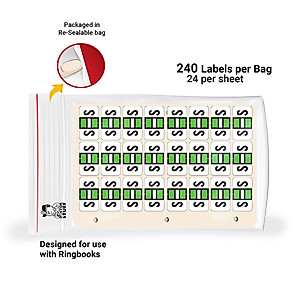 Doctor Stuff - File Folder Labels, Ringbook Sheets, Alphabet Letter S, POS 2000 - PP3R Match Compatible Alpha Stickers, Light Green, 15/16" x 1-5/8", 240 Labels per Pack