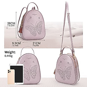 APHISON Small Backpack Purse for Women Teen Girls Cute Butterfly Mini Backpack Vegan Leather Crossbody Shoulder Bags L-PURPLE