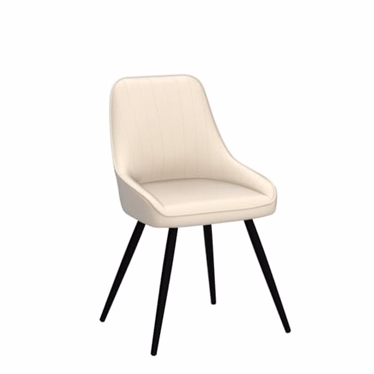 Alunaune Modern Dining Chairs Set of 2, Mid Century Upholstered Kitchen Chairs Anti Scratch Armless Leisure Accent Chair, Living Room Faux Suede Desk Side Chair with Metal Legs-Beige