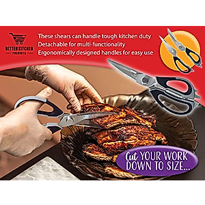 9" Premium Kitchen Shears with Detachable Blades by Better Kitchen Products, Stainless Steel, All Purpose Come Apart Utility Scissors, Heavy Duty Kitchen Scissors, Meat Scissors, Poultry Shears