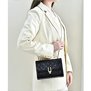 YXBQueen Womens Black Purse Quilted Crossbody Bags for Women Over the Shoulder Purses with Chain