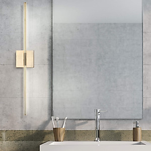 JONATHAN Y JYL7022B Makena 28" Dimmable Integrated LED Metal Wall Sconce, Minimalistic,Modern,Contemporary 3000K LED Bulbs for Bedroom, Living Room, Bathroom Hallway, Gold