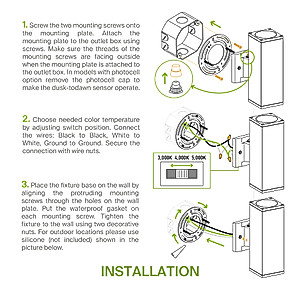 ASD LED Up Down Wall Lights Cylinder Outdoor, Photocell Dusk to Dawn, 18W (120W Eq) 1500Lm 120-277V 3000K-4000K-5000K Options, Matte Black Exterior Wall Sconce, Wall Lantern, ETL & Energy Star