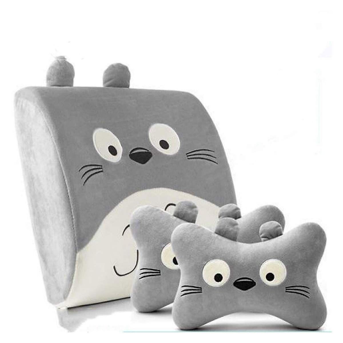 ZICANA Lumbar Pillows Cute Cartoon Car Headrest Back Cushion Soft Embroidered Plush Lumbar Support Back Pillow Car Seat Waist Protection Accessory Pad (Color : Orange-Neck)