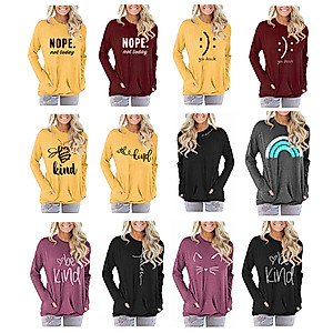 Akihoo Women Cat Printed Sweatshirts Crew Neck Long Sleeves Casual T Shirts Pullover Tunics Tops with Pockets XL