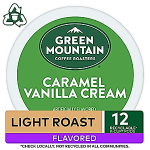 Green Mountain Coffee Roasters Caramel Vanilla Cream Keurig Single-Serve K-Cup pods, Light Roast Coffee, 12 Count