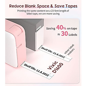 Vixic D1600 Bluetooth Label Maker (Comes with 1 Label Tape) Bundle with 4-Pack 3D11 Black on Clear Tapes, 1/2 Inch x 23 Feet (12mm x 7m) Each, Compatible D1600 Label Maker