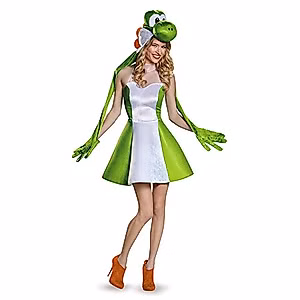 Yoshi Female Version Costume, Green, Junior (7-9)