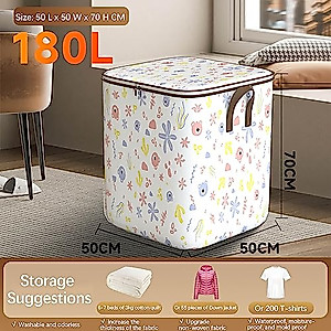 AZXY Clothes Storage Bags Large Capacity, Closet Organizers and Storage Bins, Foldable Wardrobe Storage Toy Containers Box with Lids and Handles for Blanket Comforter Clothing Bedding (L)