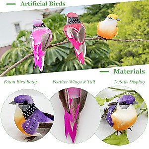 LWINGFLYER 12PCS Artificial Simulation Foam Feather Birds for Crafts Decoration Small Bird Figurines Bird Models Home Decor Tree Ornaments