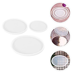 ARTIBETTER Pack of 3 Silicone Resin Tray Molds Oval Shaped Crystal Epoxy Platter Molds Coaster Resin Casting Molds for DIY Desktop Decoration