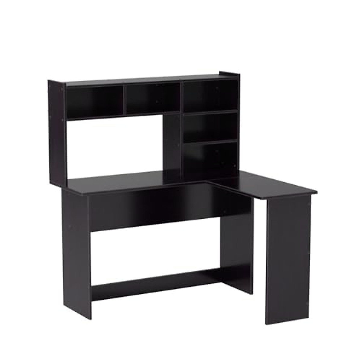 Mcombo Modern Computer Desk with Hutch L Shaped Gaming Desk Corner Desk with Shelves for Small Space Home Office Dark Brown 7194BK 47.24 W x 41.93 D x 53.15 H Inch