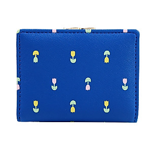 Damara Female Faux Leather Card Holder Mini Wallet Clutch,Dark Blue