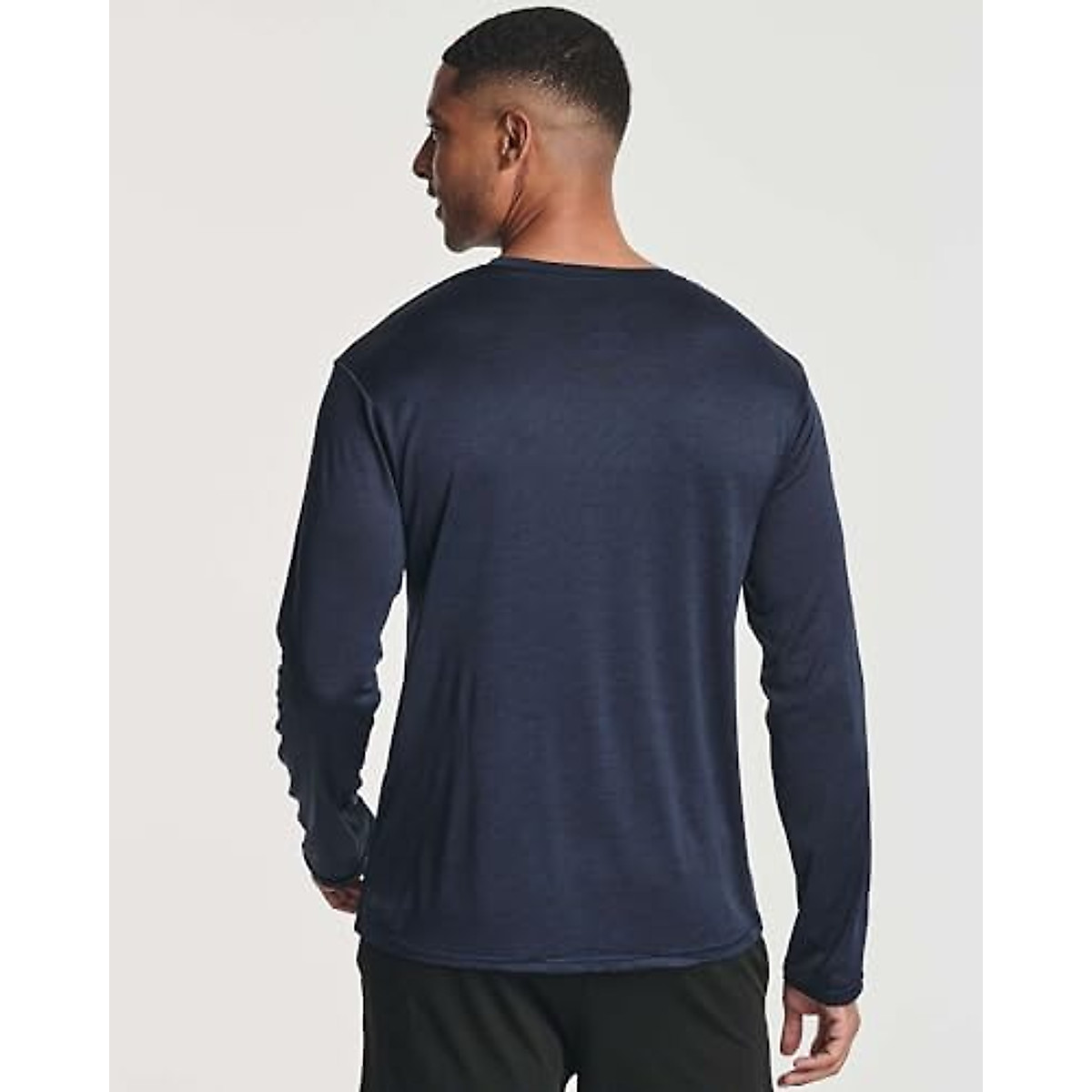 Real Essentials 4 Pack Mens Long Sleeve Shirts T-Shirt Fishing Athletic Workout Hiking UV UPF SPF Sun Protection Work Quick Dry Dri Fit Gym Tee Shirt Active Running Sport Tops Camisas Construction