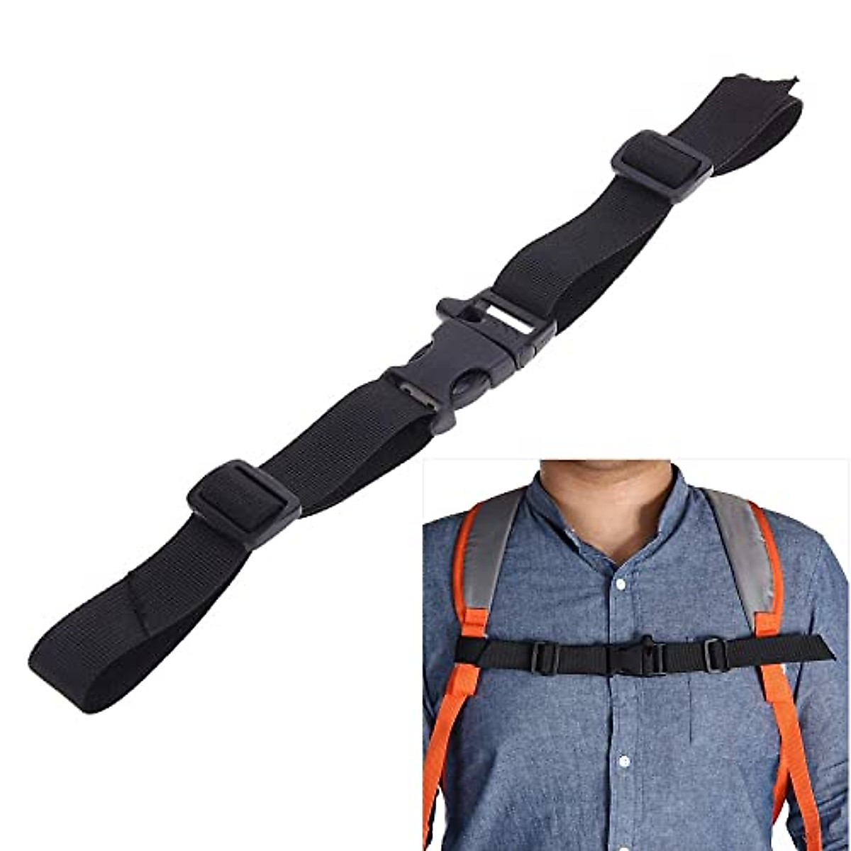 Ikerall Sternum Strap Backpack 3-pack,Adjustable Chest Strap with Emergency Whistle Buckle Suitable for Universal Outdoor Fabric Backpack Straps(Black)
