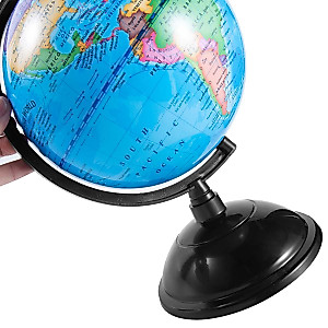 KISEER 8 Inch World Globe with Stand Rotating Earth Spinning Globe for Kids Geography Classroom Education or Decorations (Blue)