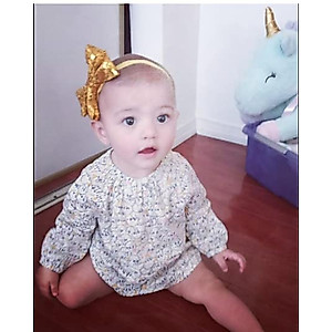 CellElection 15Pcs Baby Girls Headbands 4'' Big Boutique Bling Sparkly Glitter Sequin Hair Bows Headband Elastic Hair Bands Hair Accessories for Toddlers Infants Newborns