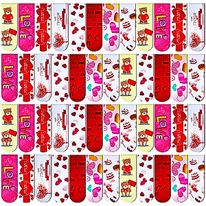 48 Pieces Valentine's Day Magnetic Bookmark Cute Magnetic Page Bookmark Assorted Magnet Page Markers for Valentine's Day Classroom Reward