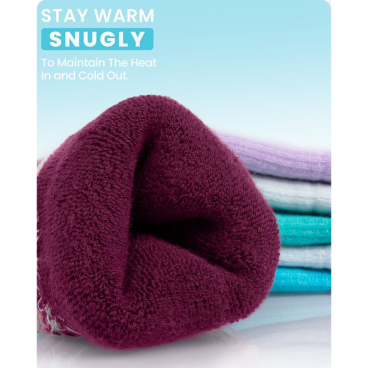 OutdoorMaster Ski Socks, 2-Pair Pack Skiing and Snowboarding Thermal Socks for Women with Over the Calf Design w/Non-Slip Cuff, Mountain Patterns - Henna, Medium