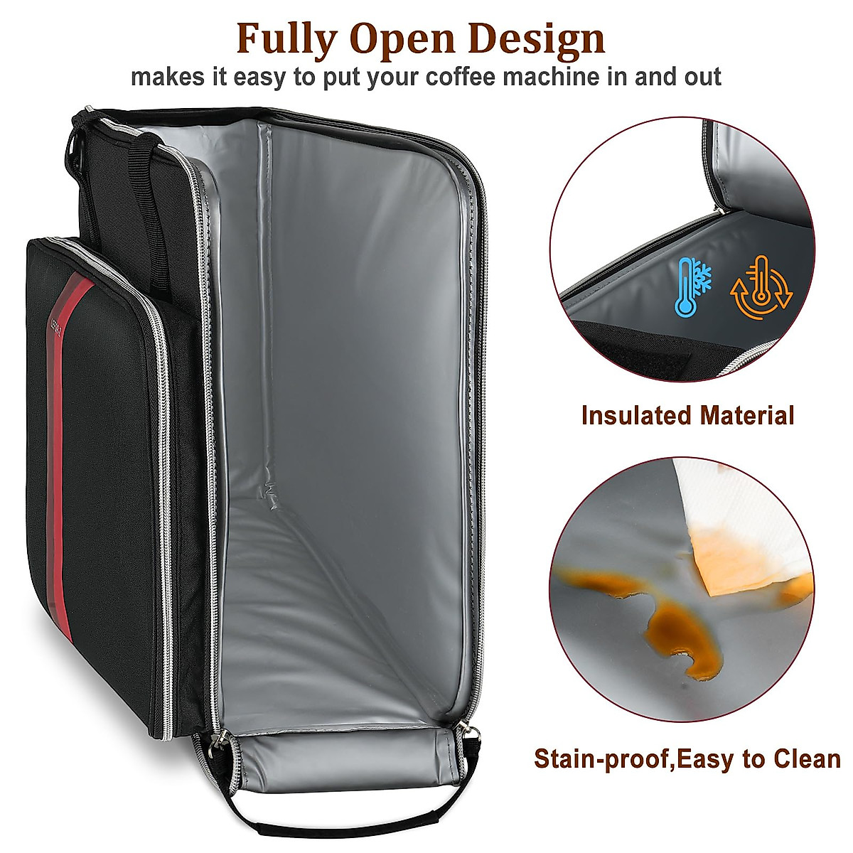 LEFOR·Z Coffee Maker Travel Bag Compatible with Keurig K-Slim/K-Express/K-Iced/Ninja PB051/PB041ST,Single Serve Coffee Brewer Carrying Case with Multiple Pockets for K-Cup Pods(Bag Only)
